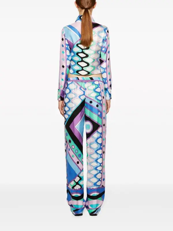 Emilio Pucci Vivara-print Silk Trousers - Blue