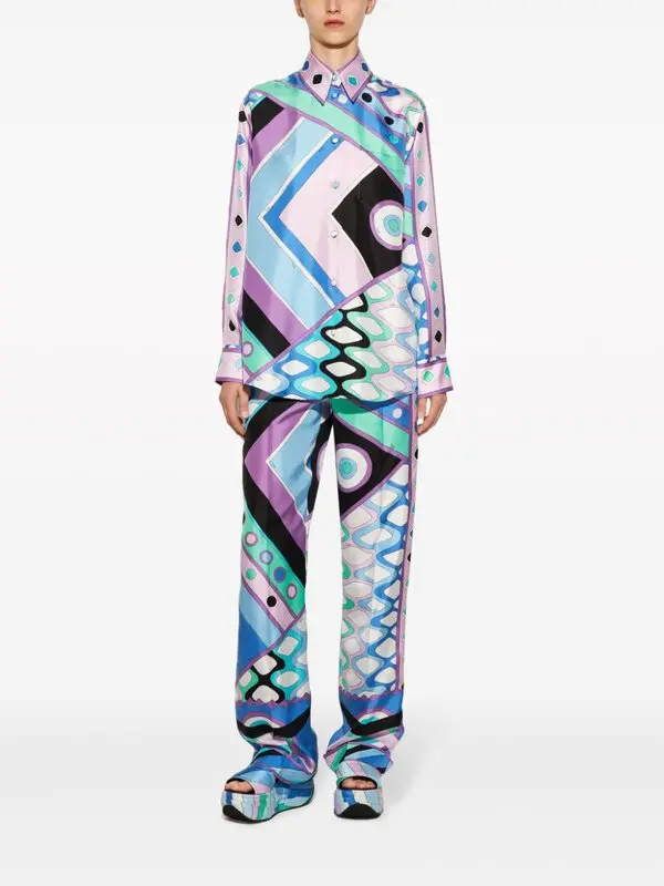 Emilio Pucci Vivara-print Silk Shirt - Blue