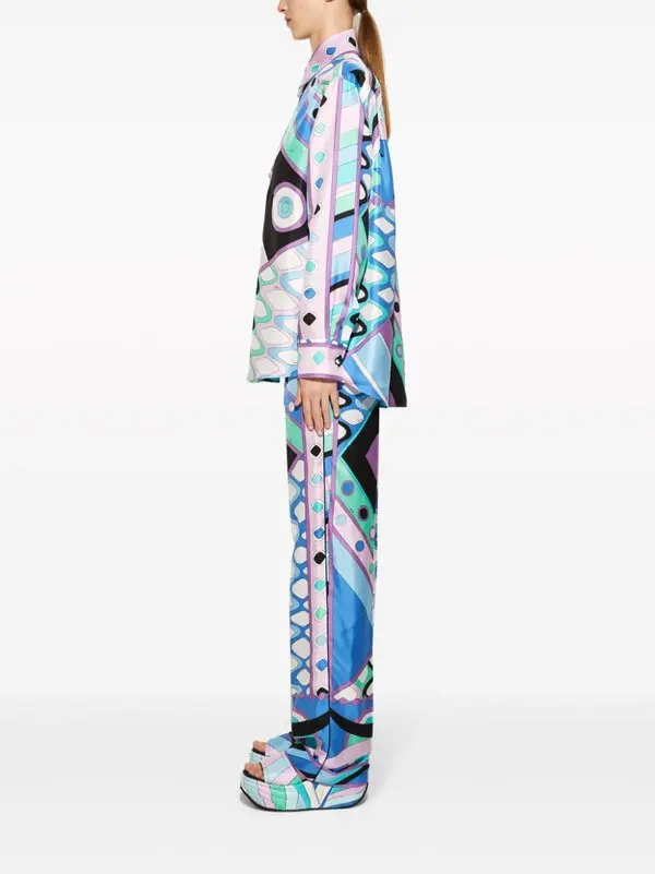 Emilio Pucci Vivara-print Silk Shirt - Blue
