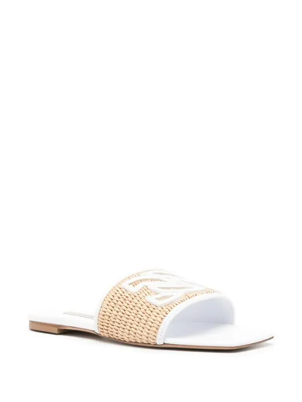 Casadei Portofino Woven-raffia Slides
