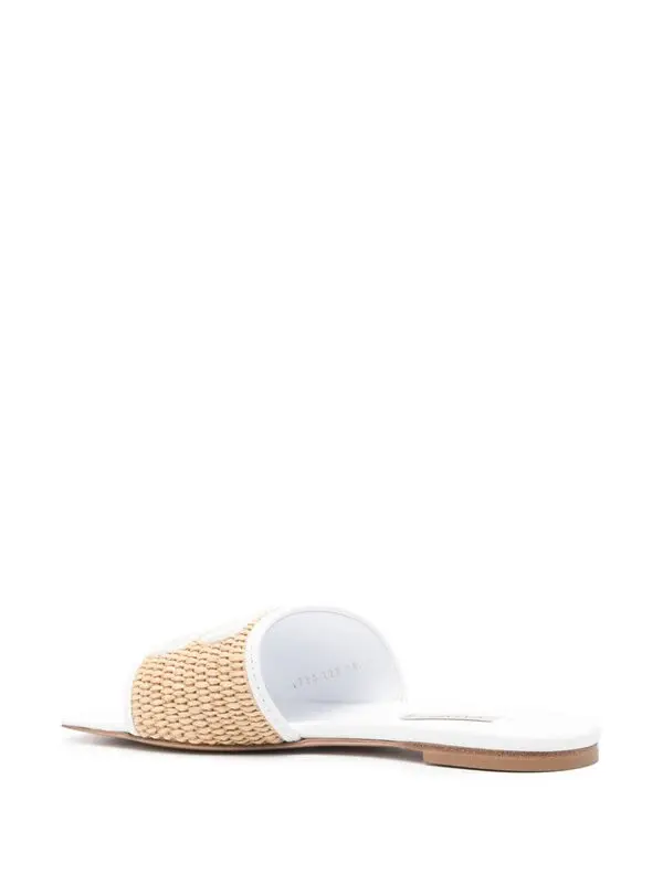 Casadei Portofino Woven-raffia Slides