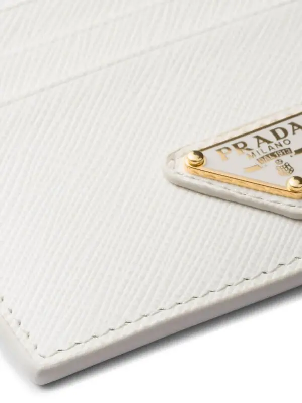 Prada Triangle-logo Leather Cardholder - White