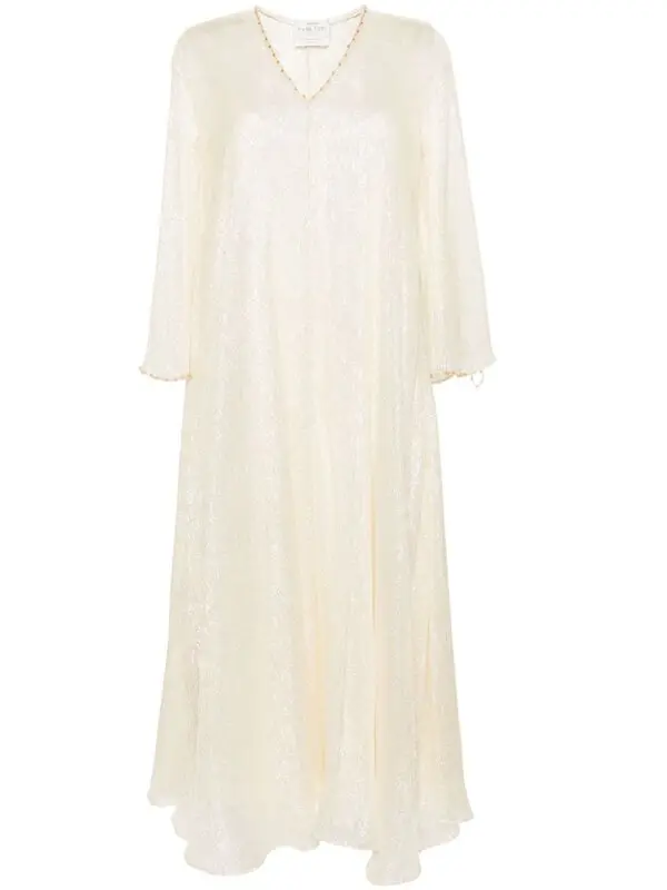 FORTE_FORTE Lurex Kaftan Maxi Dress - Neutrals