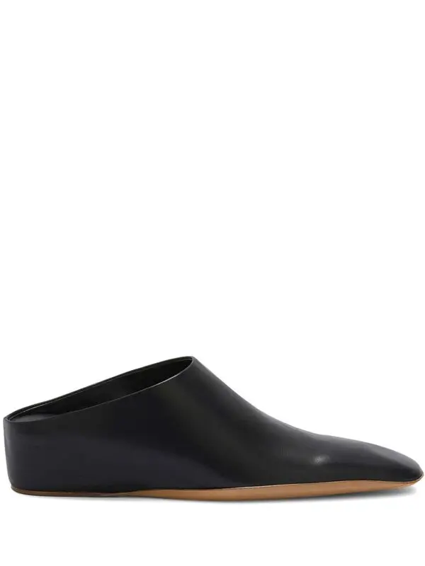 JIL SANDER Square-toe Leather Mules - Black