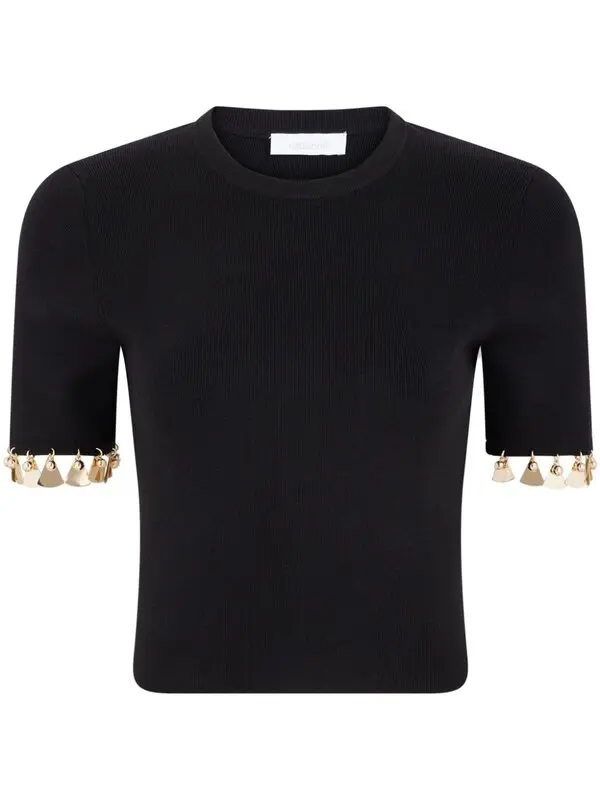 Rabanne Charm-trim Cropped T-shirt - Black