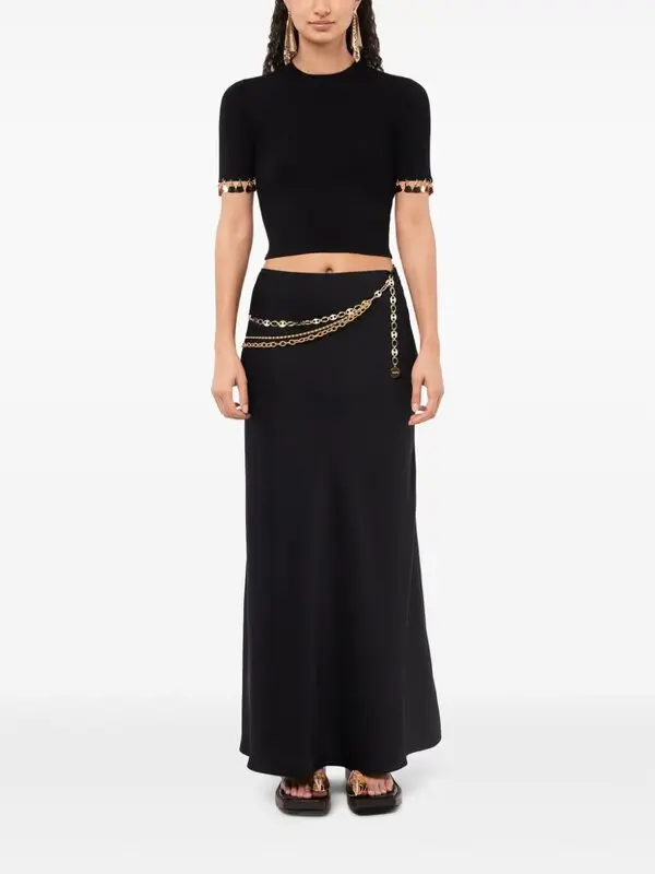Rabanne Charm-trim Cropped T-shirt - Black