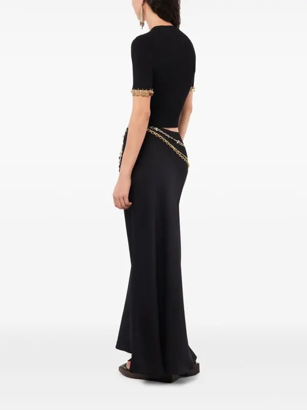 Rabanne Charm-trim Cropped T-shirt - Black