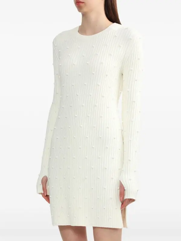 Helmut Lang Bead-embellished Ribbed-knit Dress - White