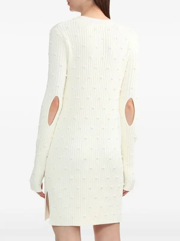 Helmut Lang Bead-embellished Ribbed-knit Dress - White