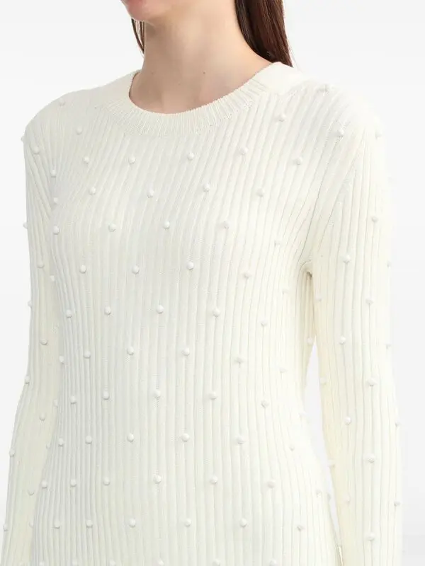 Helmut Lang Bead-embellished Ribbed-knit Dress - White
