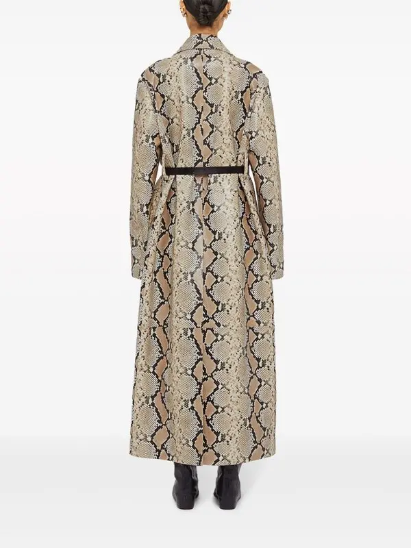 JIL SANDER Snakeskin-print Belted Leather Coat