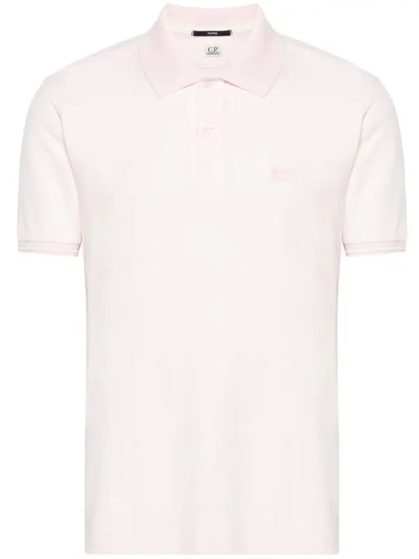 C.P. COMPANY Logo-patch Piqué Polo Shirt - Pink