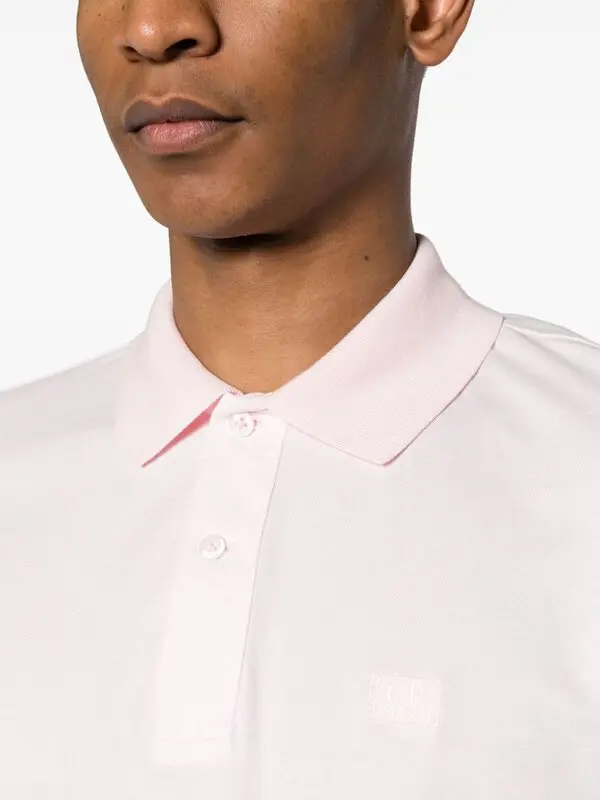 C.P. COMPANY Logo-patch Piqué Polo Shirt - Pink