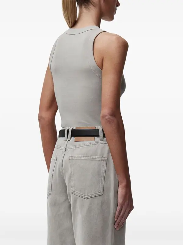 12 STOREEZ Ribbed Tank Top - Grey