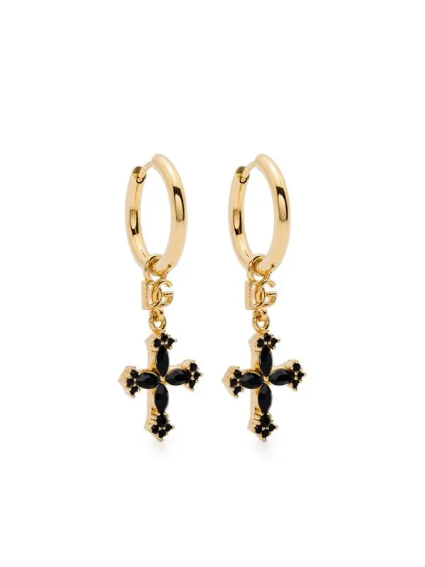 Dolce & Gabbana Cross Pendant Hoop Earrings - Gold