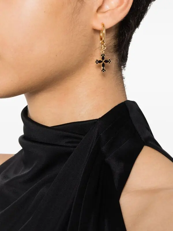 Dolce & Gabbana Cross Pendant Hoop Earrings