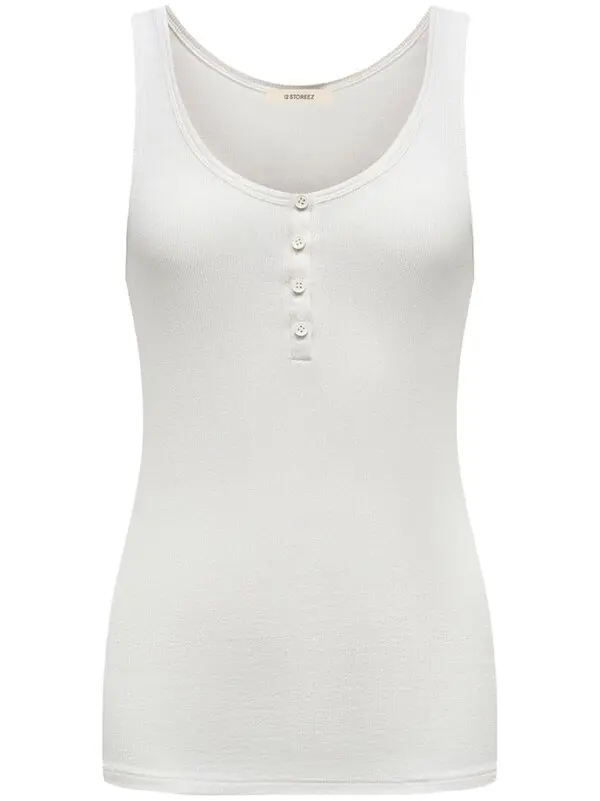 12 STOREEZ Ribbed Henley Top - Neutrals