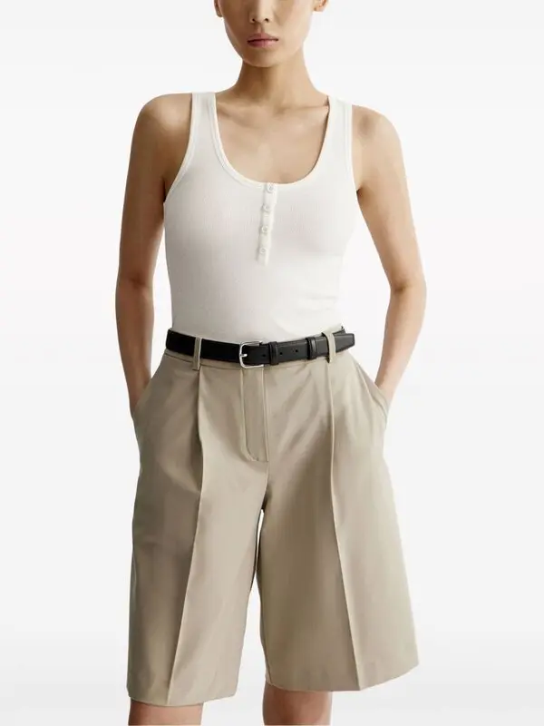 12 STOREEZ Ribbed Henley Top - Neutrals