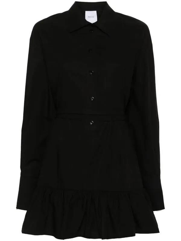 PATOU Ruffled Mini Shirtdress - Black