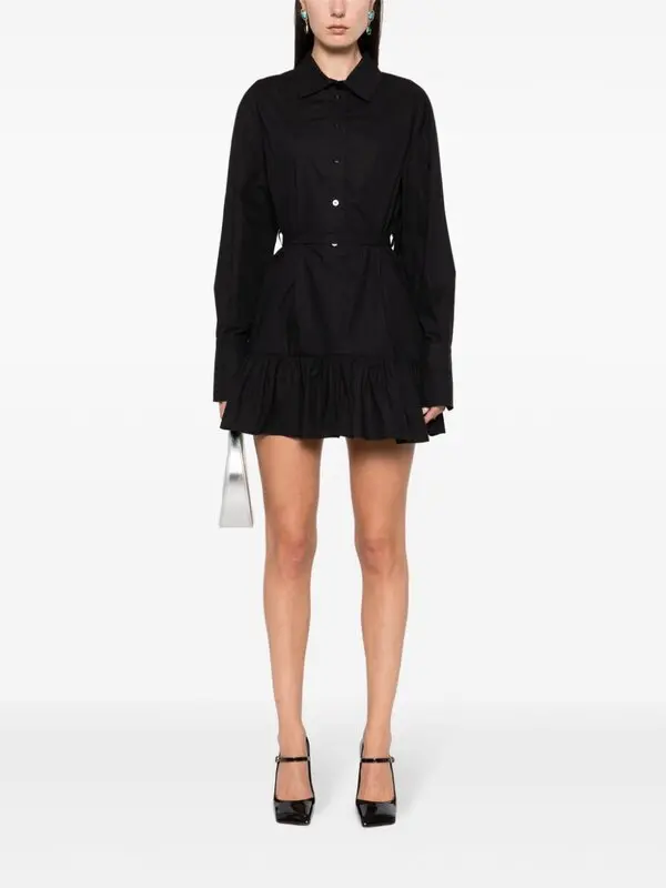 PATOU Ruffled Mini Shirtdress - Black