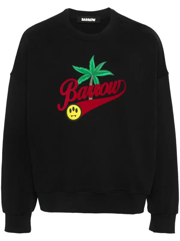 BARROW Flocked-logo Cotton Sweatshirt