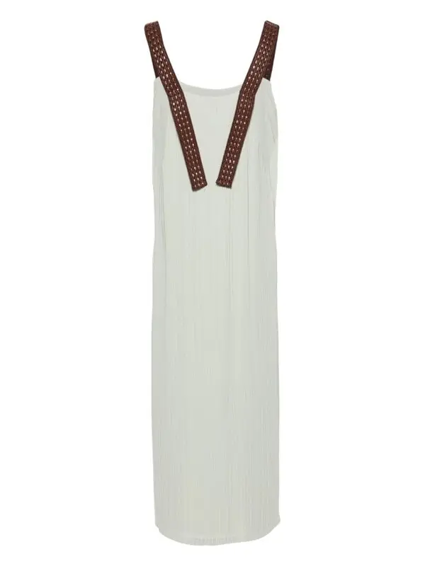 ALYSI Interwoven-straps Plissé Midi Dress - Green