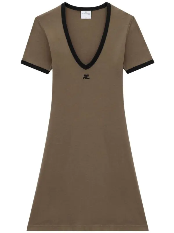 COURREGES V-neck Minidress - Green