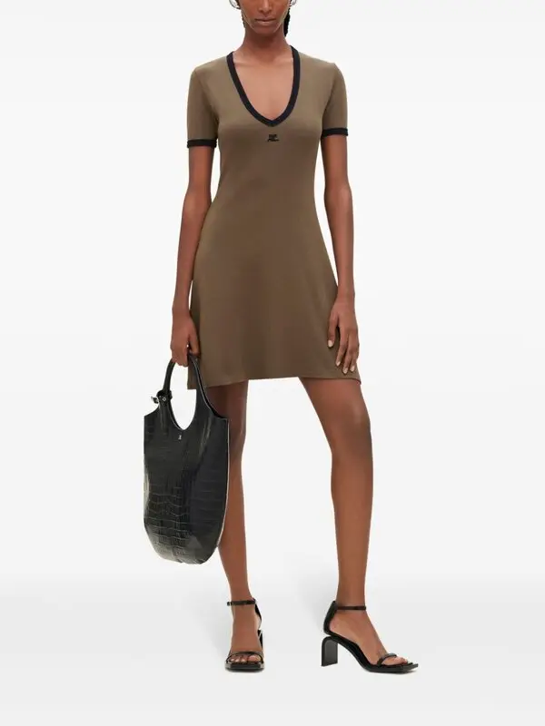 COURREGES V-neck Minidress - Green