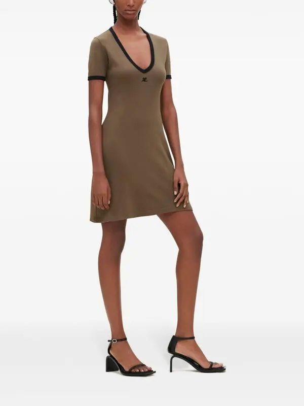 COURREGES V-neck Minidress - Green