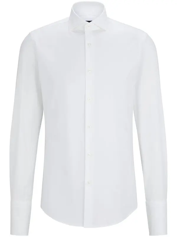 BOSS Button-up Cotton Blend Shirt - White