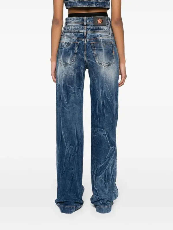 Versace Double-waist Wide-leg Jeans