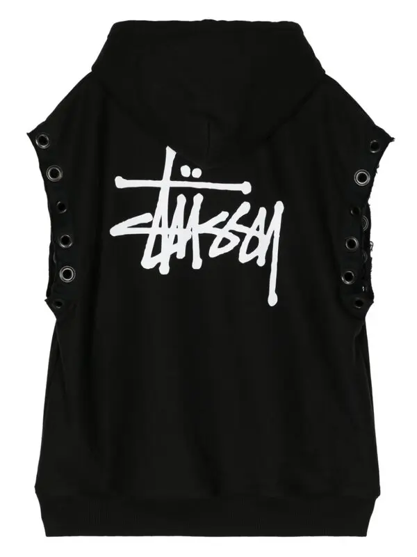 Junya Watanabe X Stussy Logo-Print Sleeveless Hoodie In Black