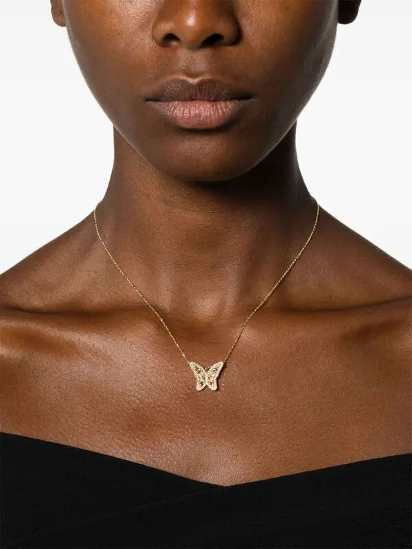 SUZANNE KALAN 18kt Yellow Diamond Butterfly Pendant Necklace - Gold