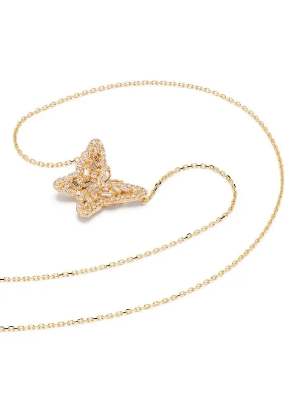 SUZANNE KALAN 18kt Yellow Diamond Butterfly Pendant Necklace - Gold