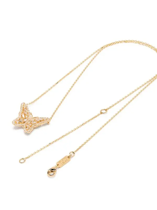 SUZANNE KALAN 18kt Yellow Diamond Butterfly Pendant Necklace - Gold