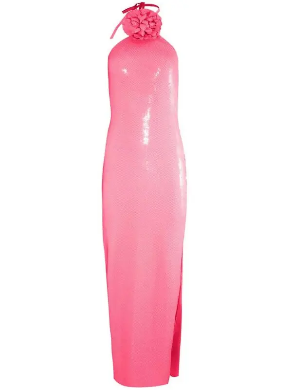 RODARTE Floral-appliqué Sequined Gown - Pink