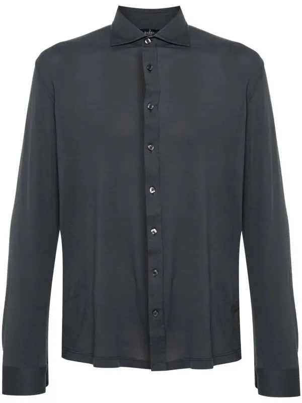 BARBA NAPOLI Cutaway-collar Cotton Shirt - Grey