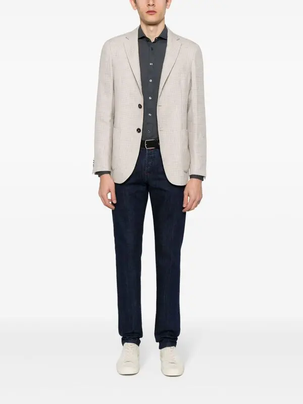 BARBA NAPOLI Cutaway-collar Cotton Shirt - Grey