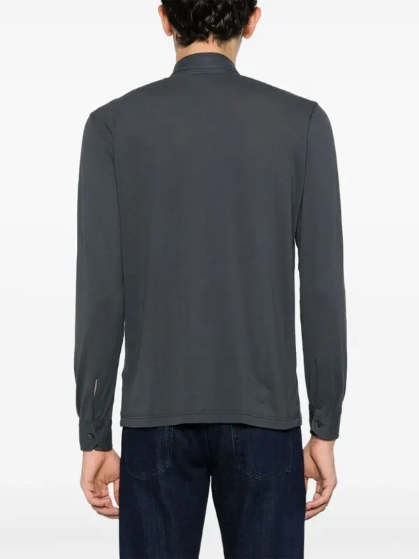 BARBA NAPOLI Cutaway-collar Cotton Shirt - Grey