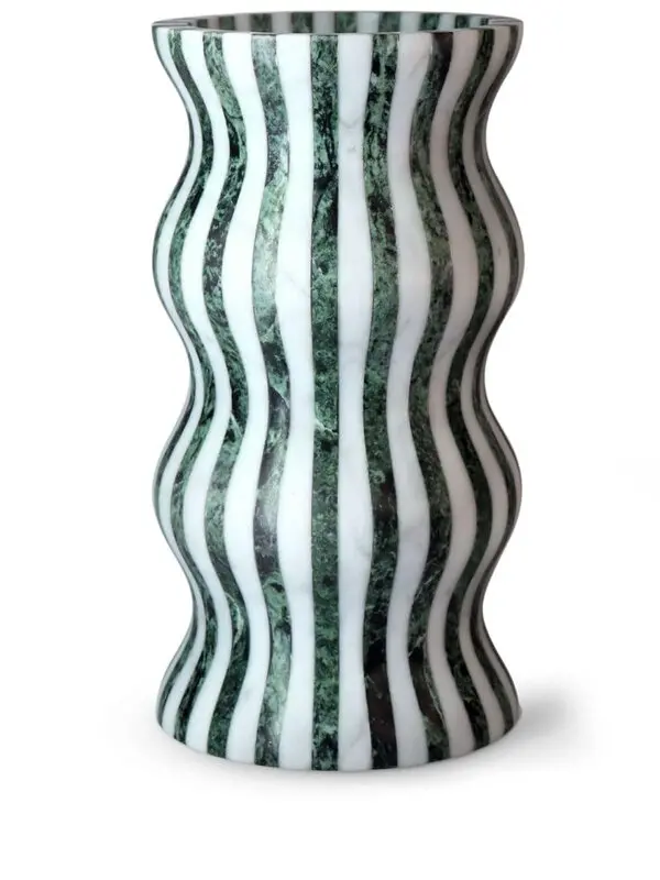 EDITIONS MILANO Versilia Striped Marble Vase - Green