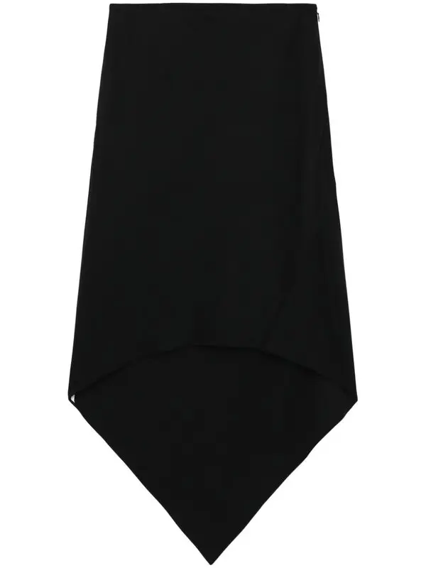 Helmut Lang Asymmetric Virgin Wool Midi Skirt - Black
