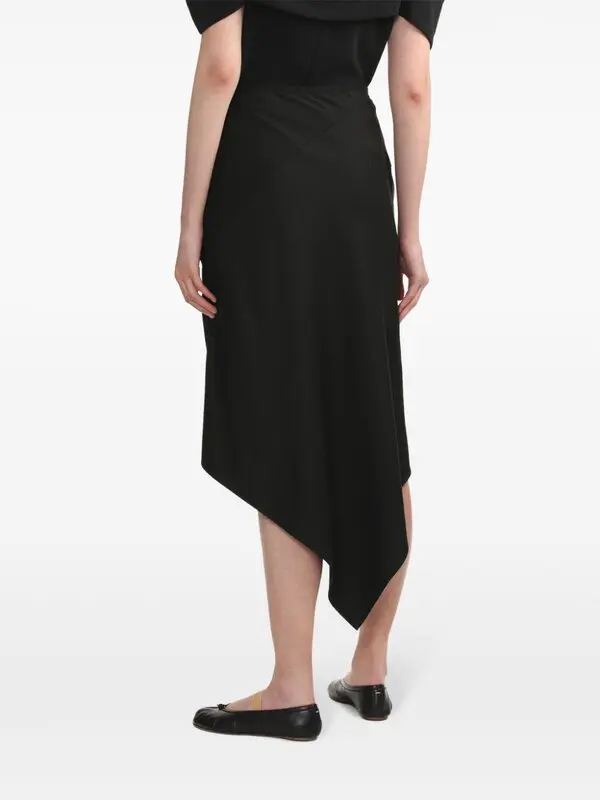 Helmut Lang Asymmetric Virgin Wool Midi Skirt - Black