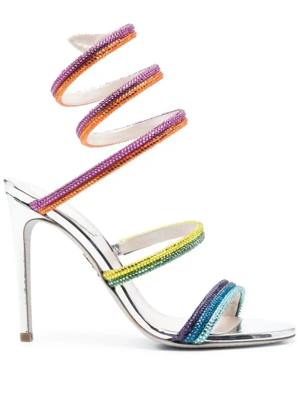 Rene Caovilla Rainbow 105mm Leather Sandals - Blue