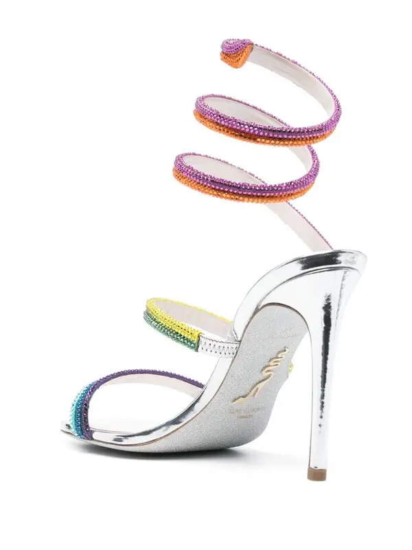 Rene Caovilla Rainbow 105mm Leather Sandals - Blue