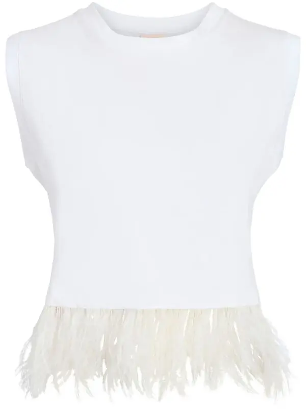 Cinq À Sept Feather-trim Tank Top - White