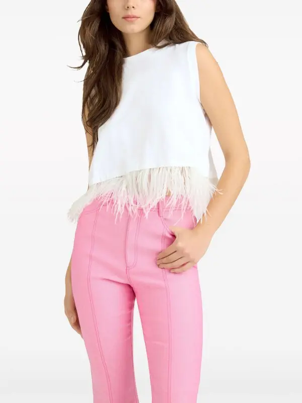 Cinq À Sept Feather-trim Tank Top - White