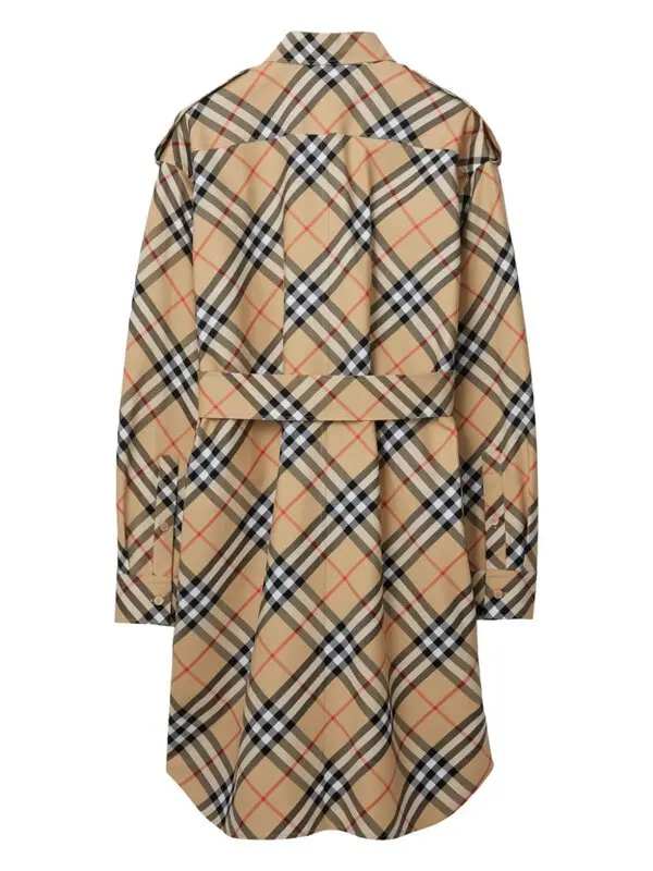 Burberry Check-pattern Belted Cotton Twill Shirt Dress - Brown