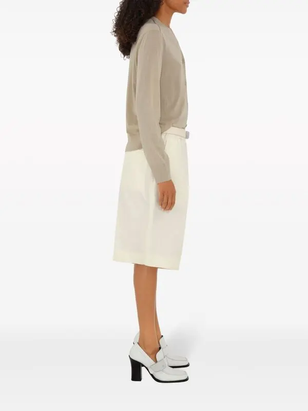 Burberry V-neck Wool Cardigan - Neutrals