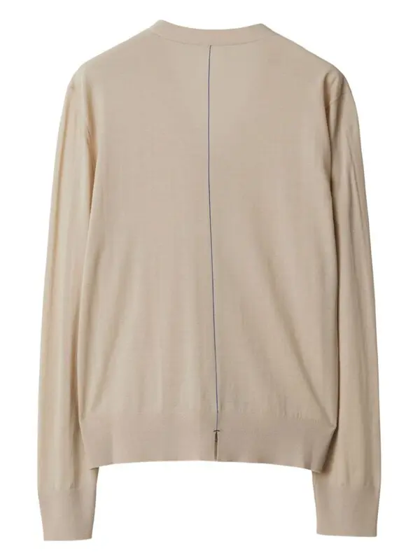 Burberry V-neck Wool Cardigan - Neutrals