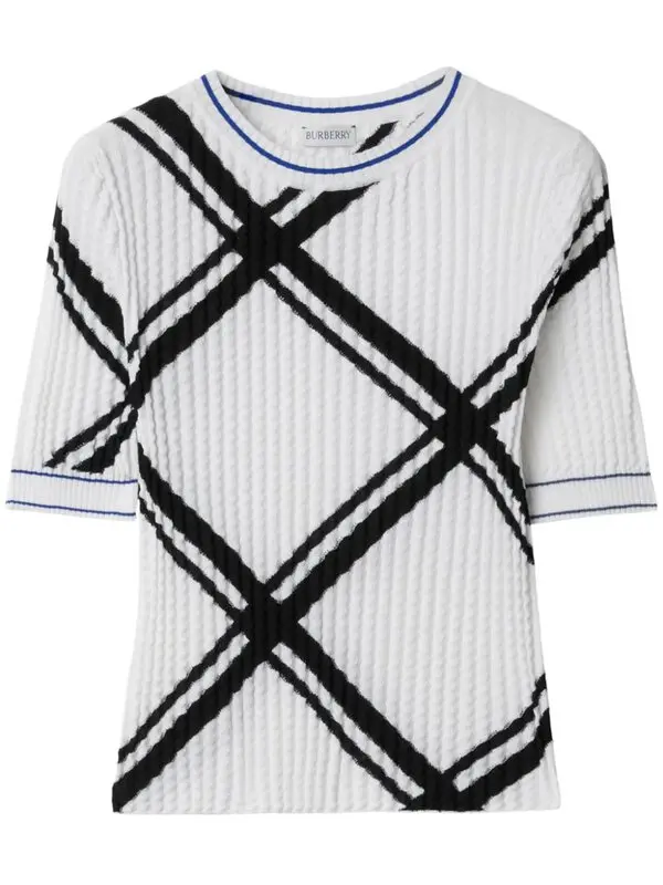 Burberry Check-jacquard Cotton T-shirt - White